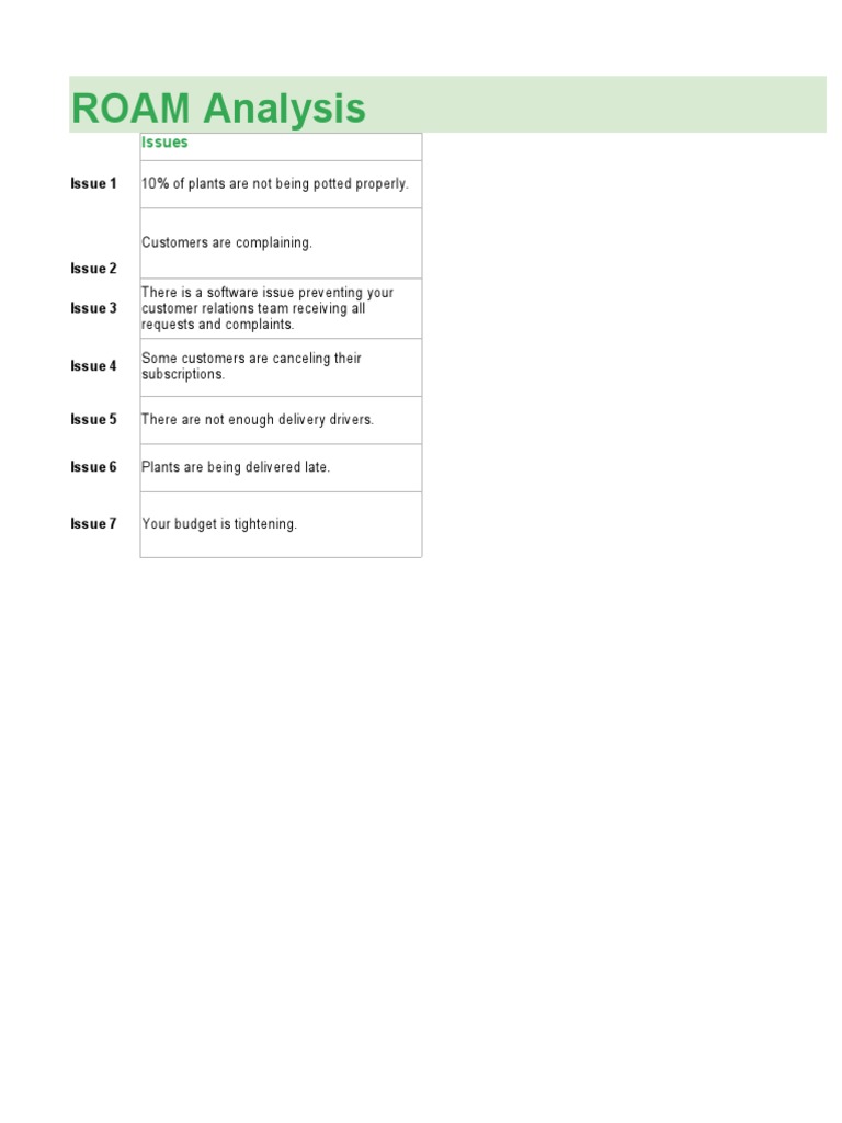 ROAM Analysis: Issues | PDF