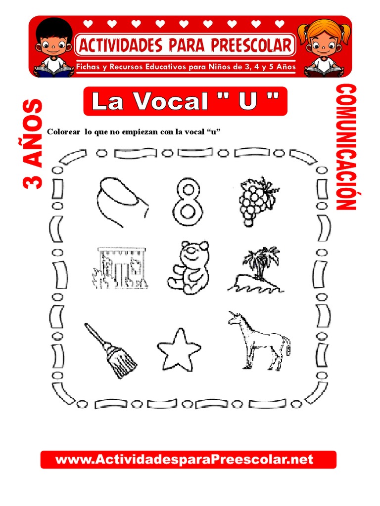 La Vocal U para Niños de 3 Años | PDF