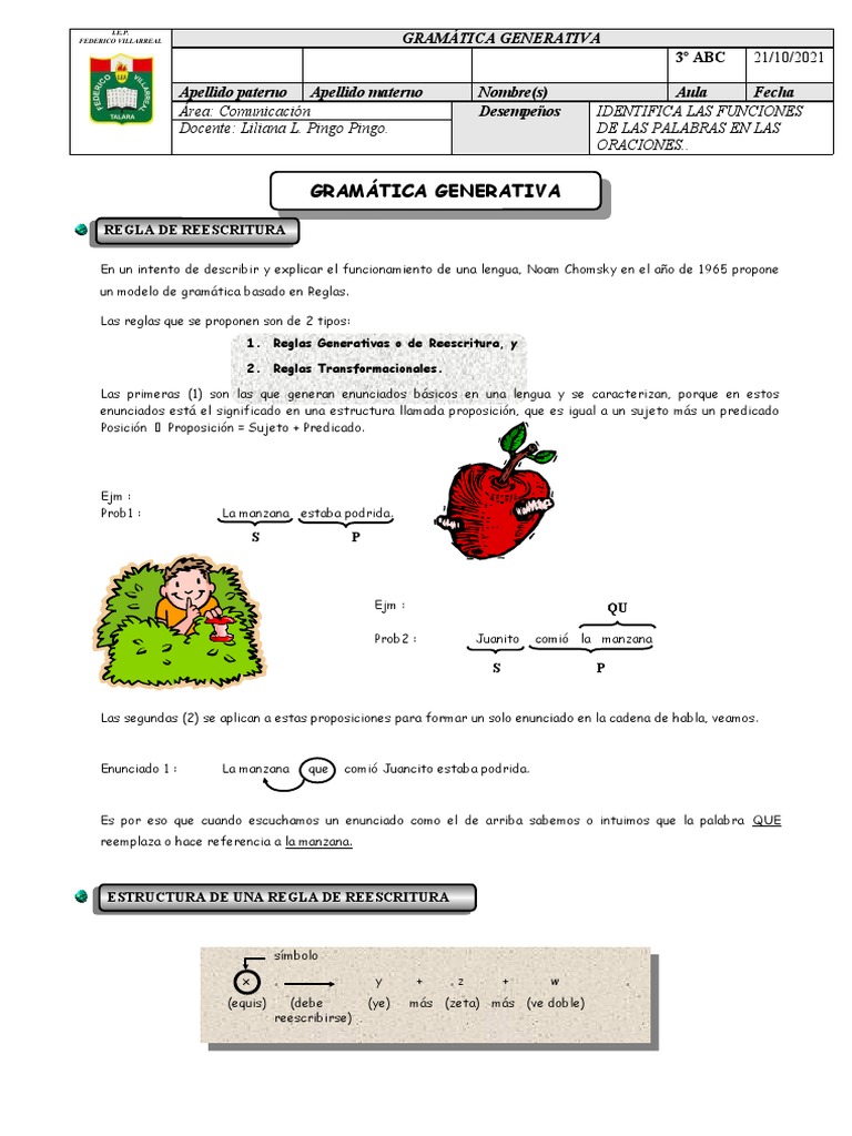 Gramática Generativa | PDF | Oración (Lingüística) | Verbo