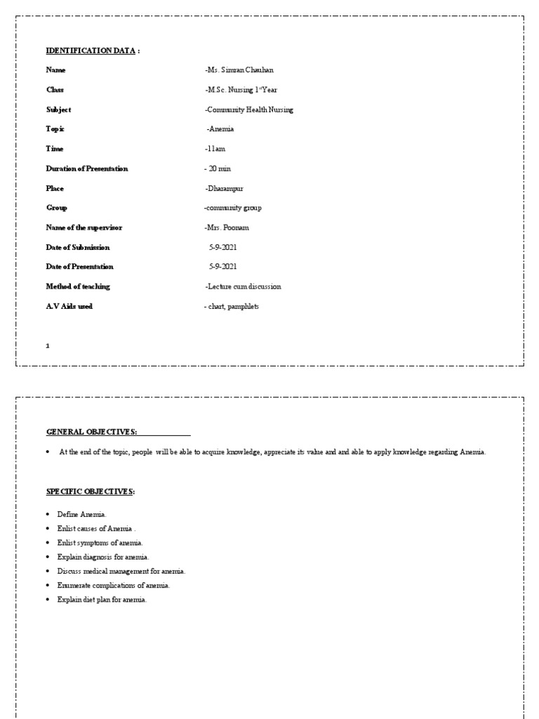 Health Talk On Anemia | PDF | Anemia | Blood