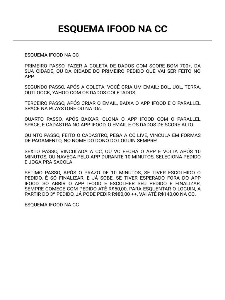 Esquema Ifood Na CC | PDF | Computadores