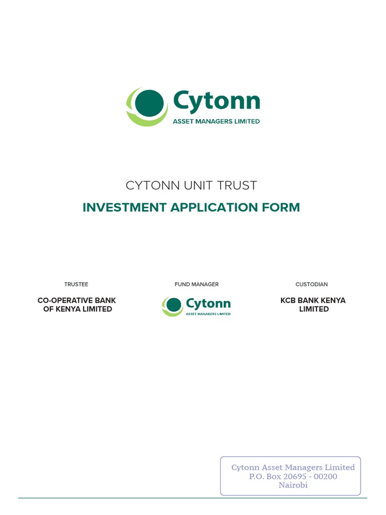 Investment Application Form: Cytonn Unit Trust | PDF | Banks | Investing