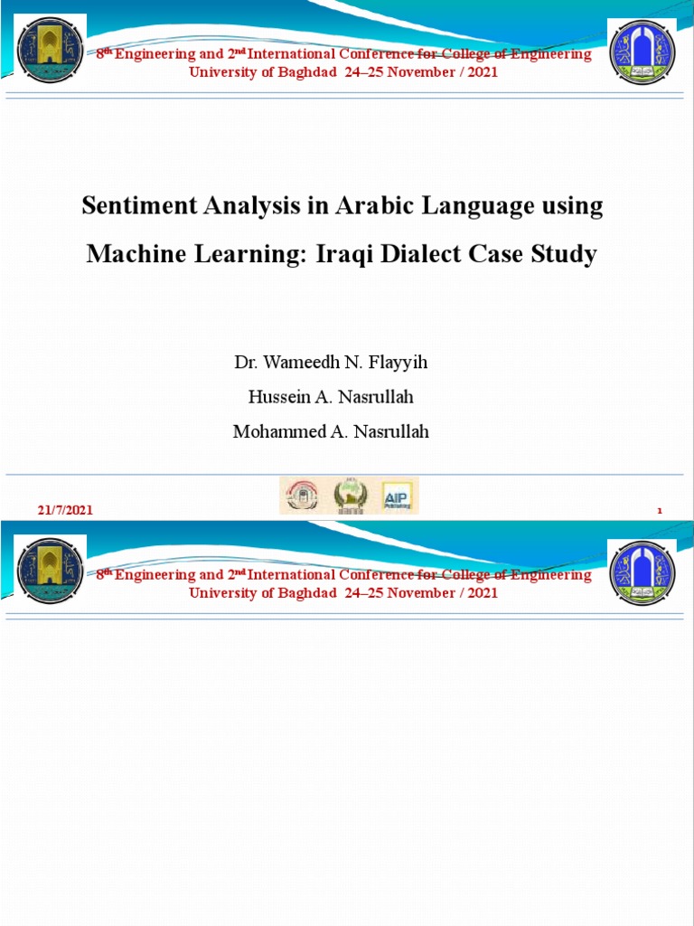 Sentiment Analysis in Arabic Language Using Machine Learning Iraqi Dialect Case Study | PDF ...