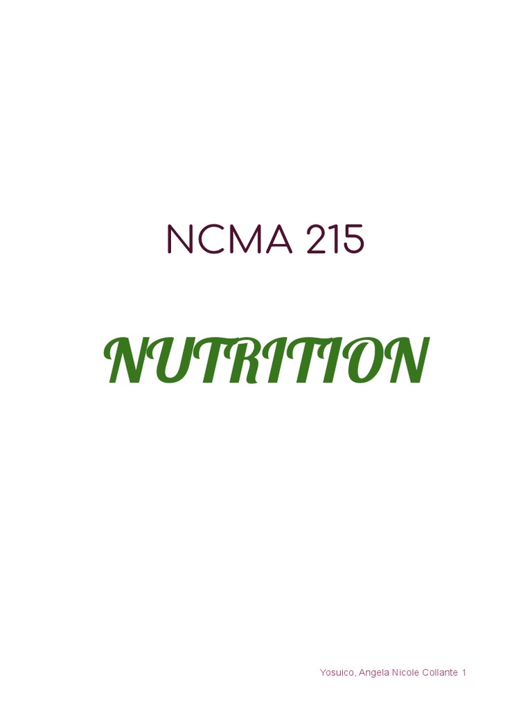 NCMA 215 Prelims | PDF | Fat | Sucrose
