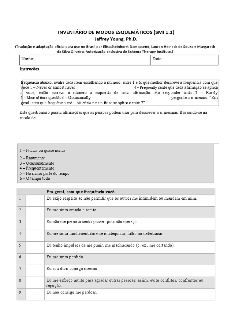 Questionário de Modos - Word | PDF | Tempo | Raiva