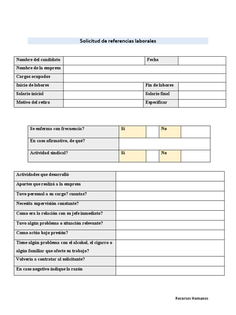Solicitud de Referencias Laborales | PDF