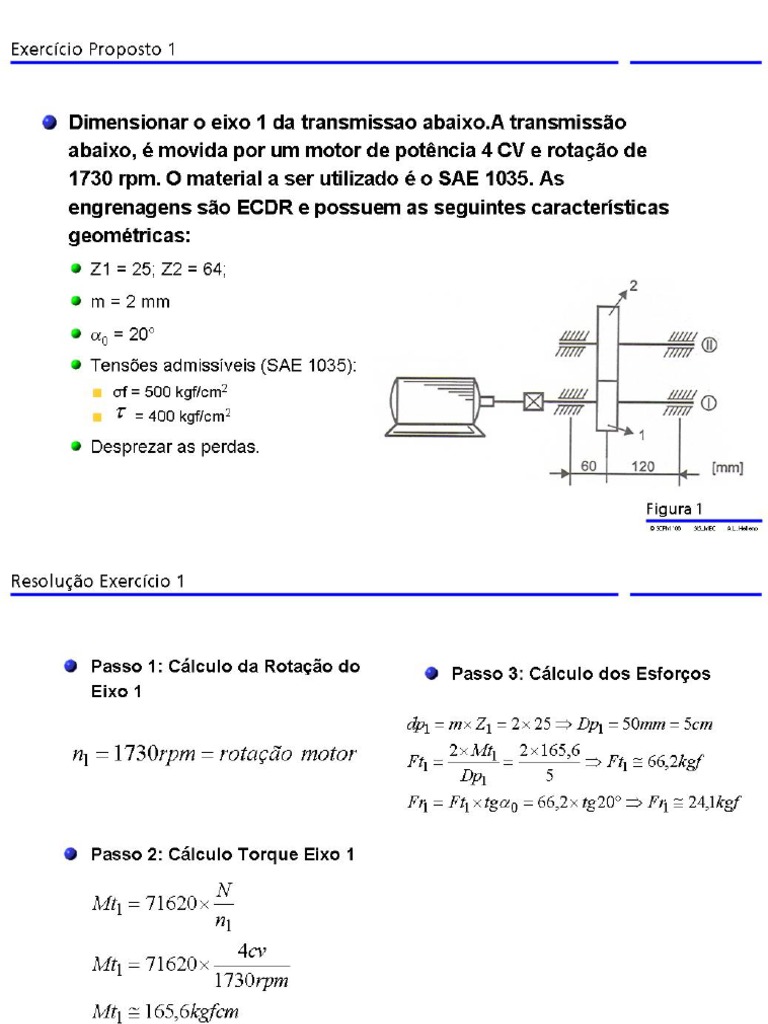 Exercicios Eixo Engrenagem Resolvidos | PDF