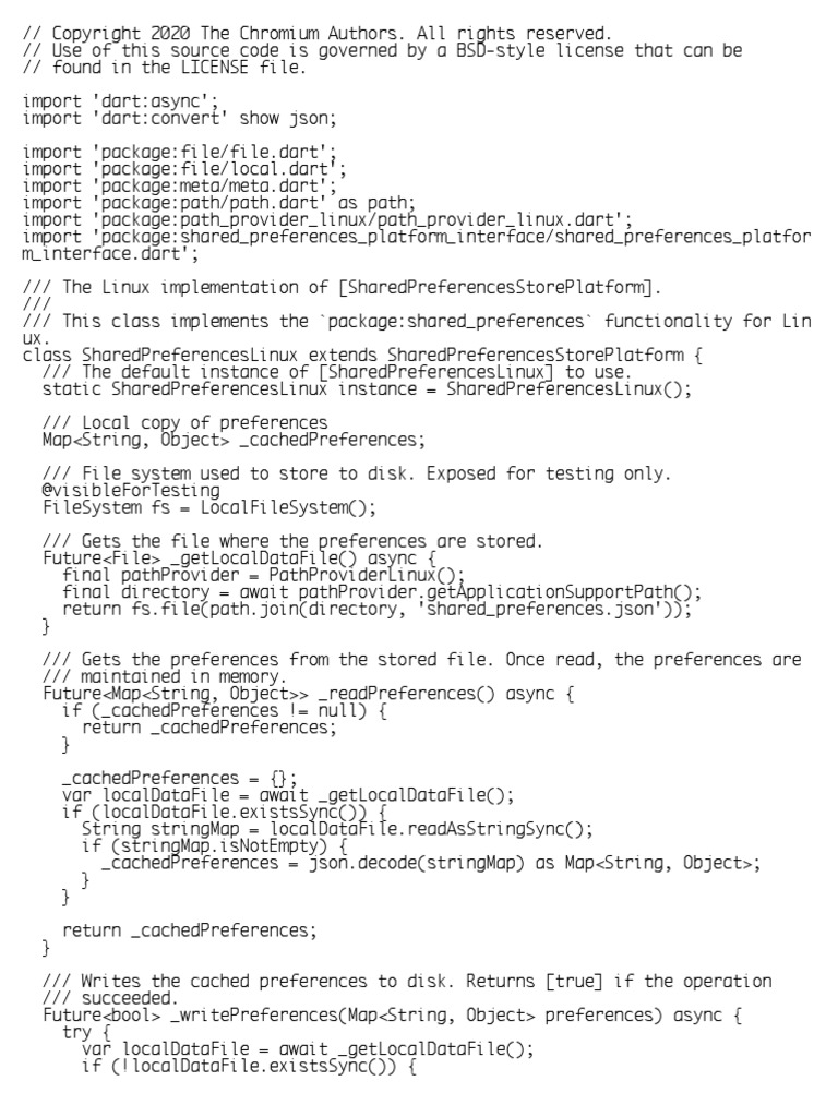 Shared Preferences Linux - Dart | PDF | File System | Computer File