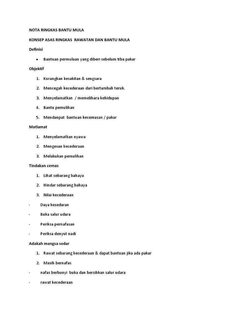 Nota Ringkas Bantu Mula | PDF