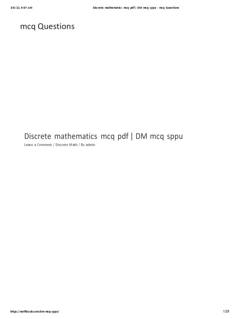 Discrete Mathematics Multiple Choice Questions for University Exams ...