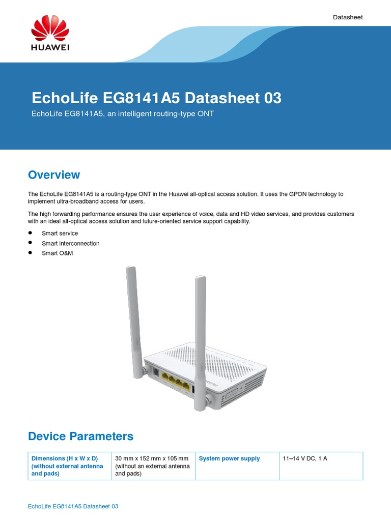 EchoLife EG8141A5 Datasheet 03 | PDF | I Pv6 | Ip Address