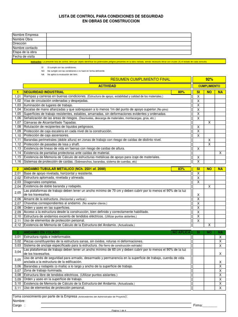 Check List Control Obra | PDF | Bienes manufacturados | Equipo