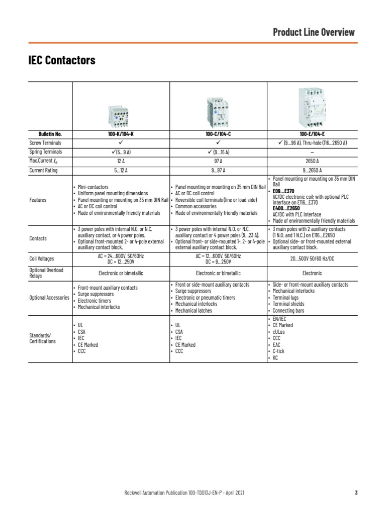 IEC Contactor Specifications | PDF | Electrical Equipment | Electric Power
