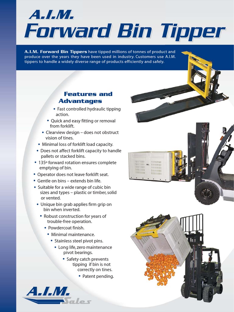 AIM Forward Bin Tipper | PDF | Forklift | Mechanical Engineering