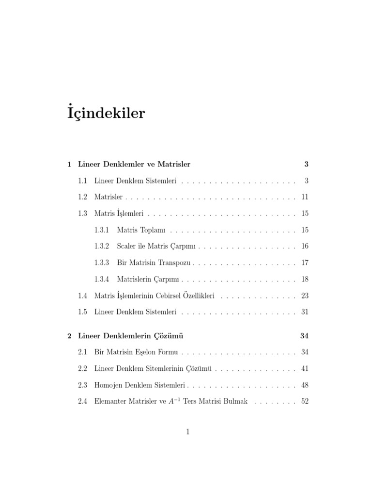 Lineer Cebir Ders Notları | PDF