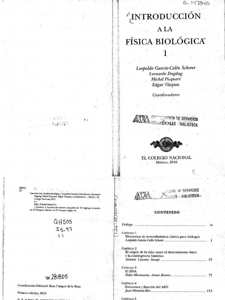 Introducción A La Física Biológica - Leopoldo García-Colín Scherer ...