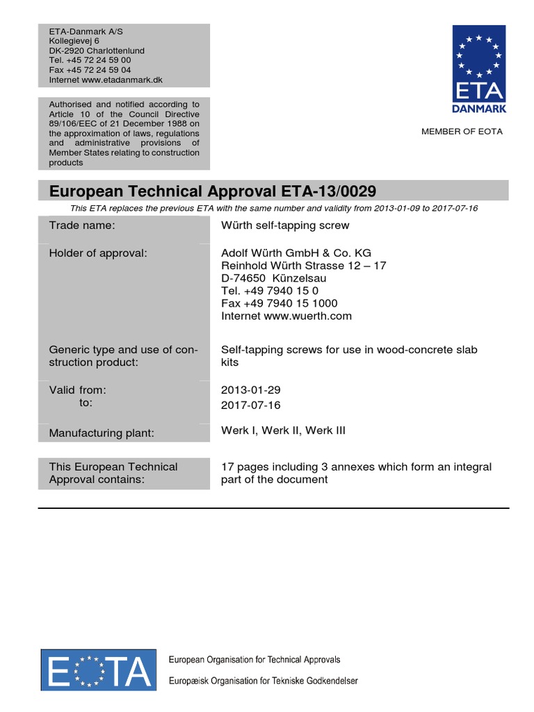 European Technical Approval ETA-13/0029 | PDF | Beam (Structure ...