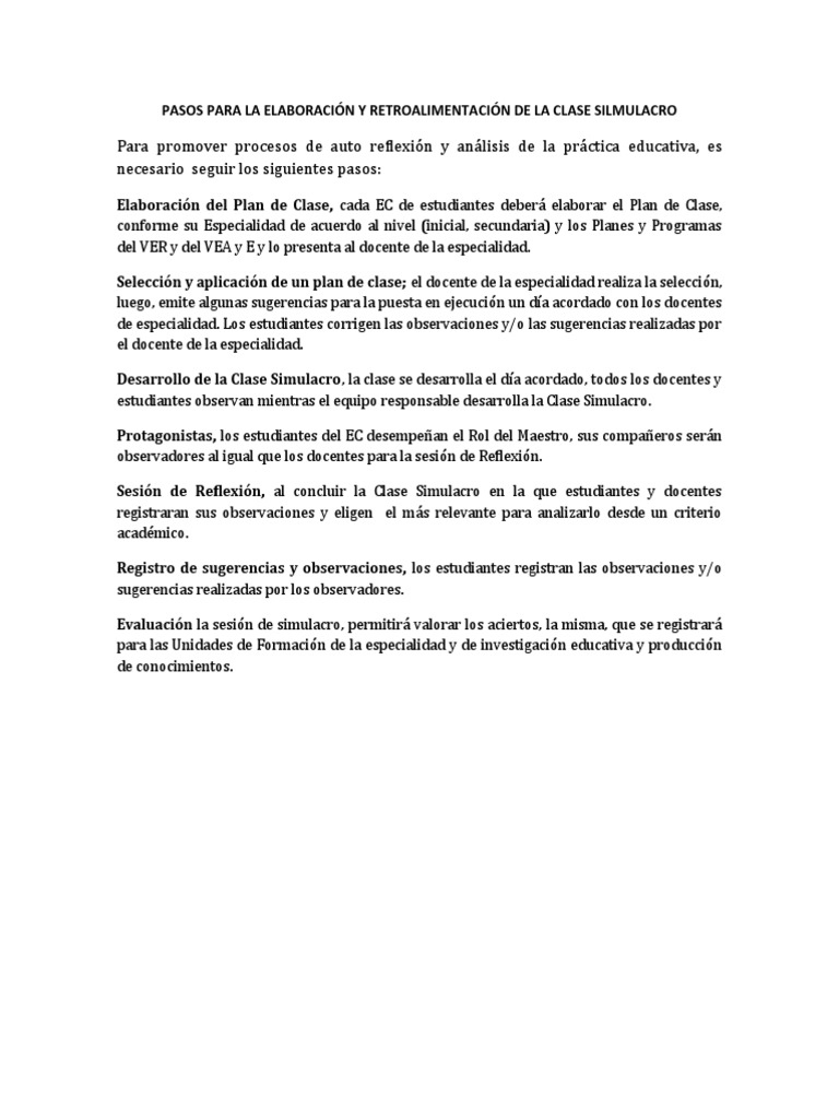 Protocolo Clase Simulacro | PDF | Crecimiento personal y profesional