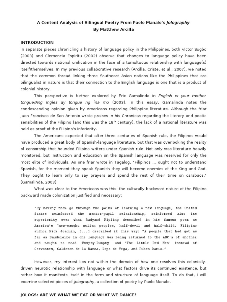 Is This Jologspeak? - A Contextual Analysis of Paolo Manalo's ...