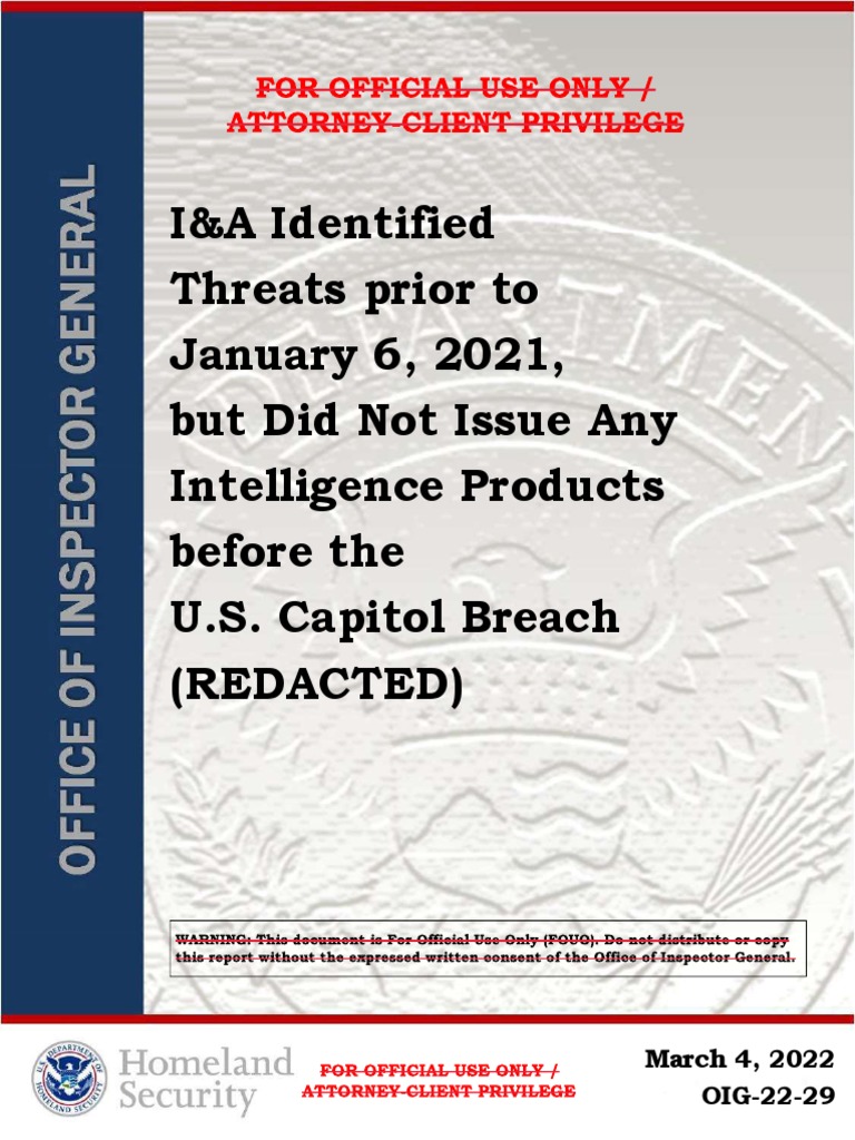 I&A's Intelligence Failures Before Capitol Breach | PDF | United States ...