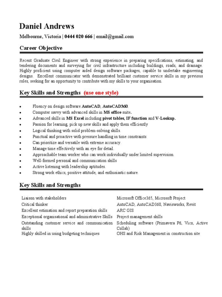 Graduate Civil Engineer resume | PDF | Engineering | Demolition
