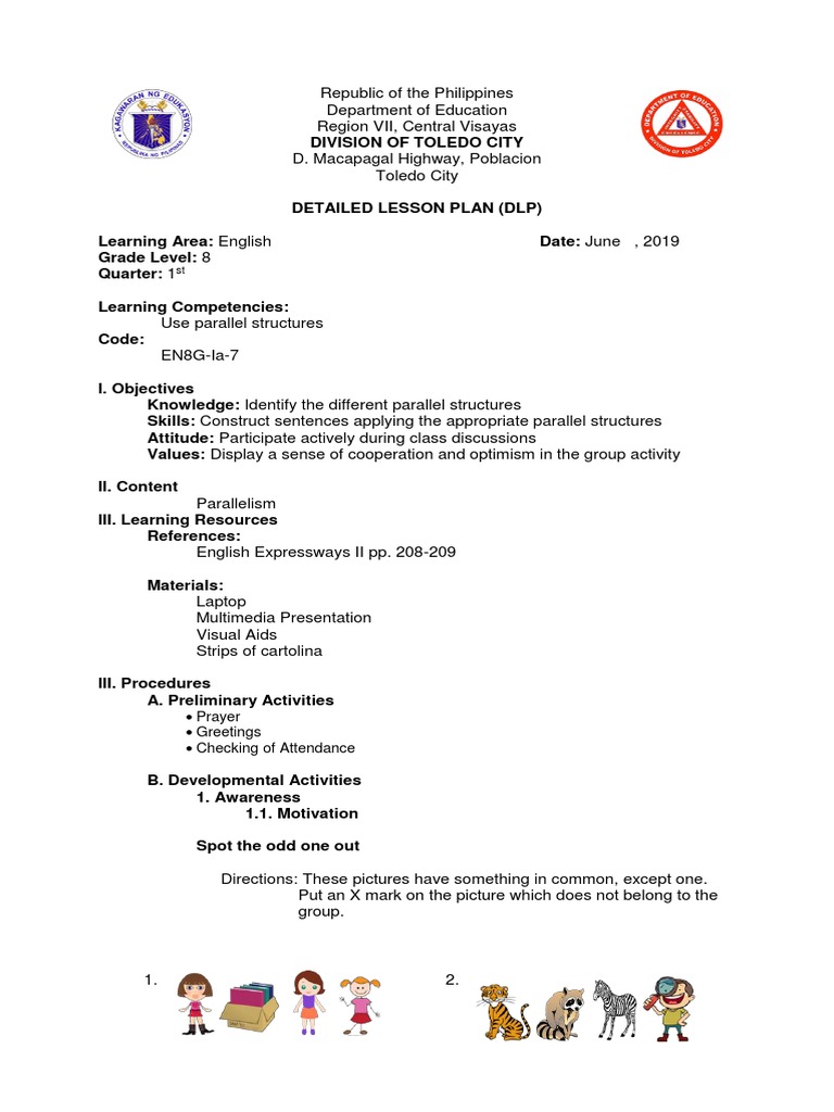 Toaz - Info Detailed Lesson Plan DLP For Demo Teaching Parallelism PR ...