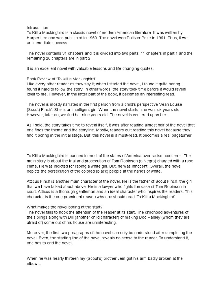 An In-Depth Analysis and Review of Harper Lee's Classic Novel "To Kill ...