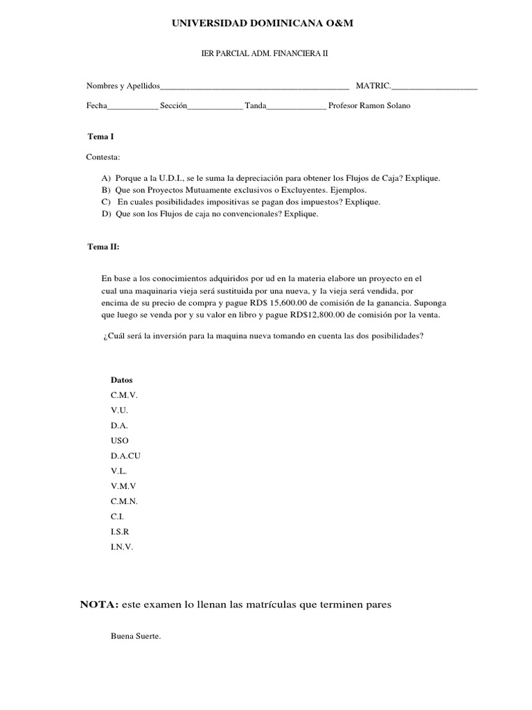 1ER PARCIAL ADM. FINANCIERA II Pares.2021 | PDF