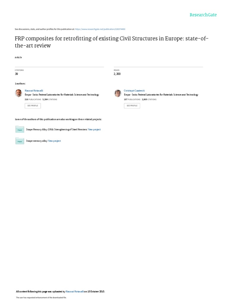 FRP composites retrofit aging European civil infrastructure | PDF ...