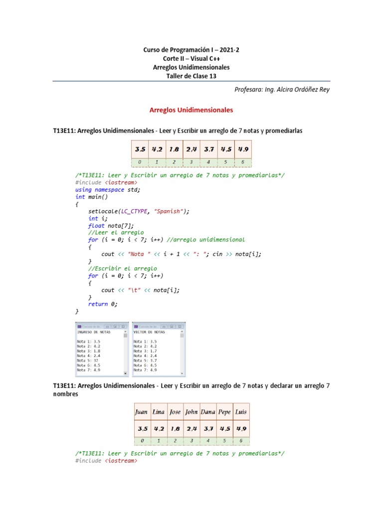 Clase 13 - Arreglos Unidimensionales en Visual C++ | PDF | Estructura de datos de matriz | C