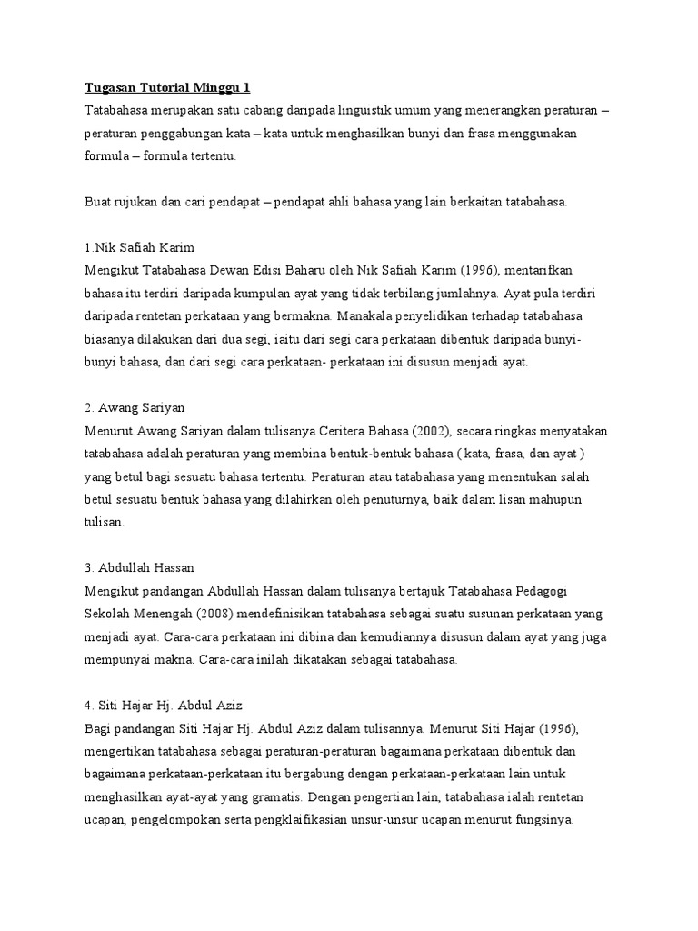 Tugasan Tutorial Minggu 1 | PDF