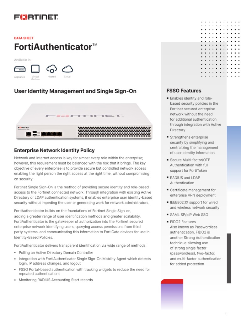 Fortiauthenticator™: User Identity Management and Single Sign-On | PDF ...