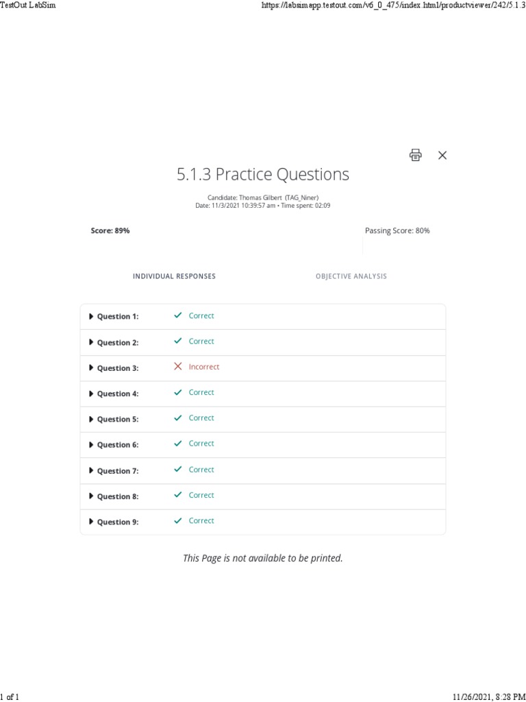 TestOut LabSim 5.1.3 | PDF | Test (Assessment) | Computing