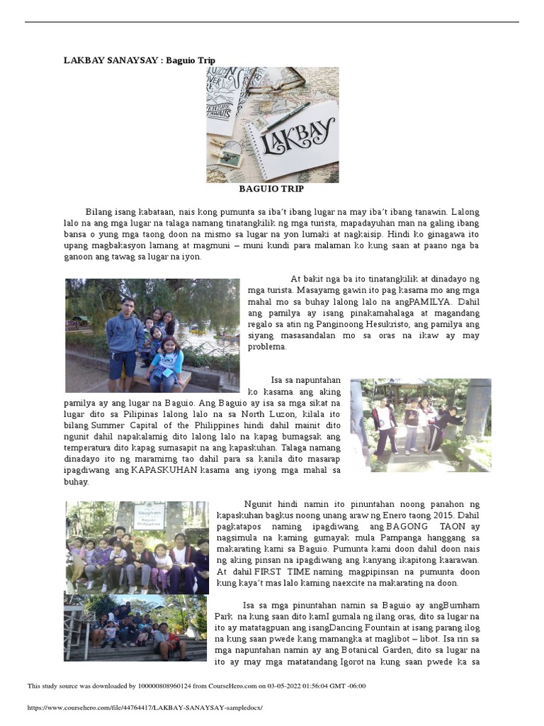 LAKBAY SANAYSAY Sample | PDF