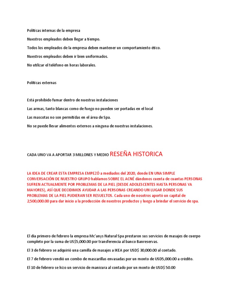 Politicas Internas de La Empresa | PDF