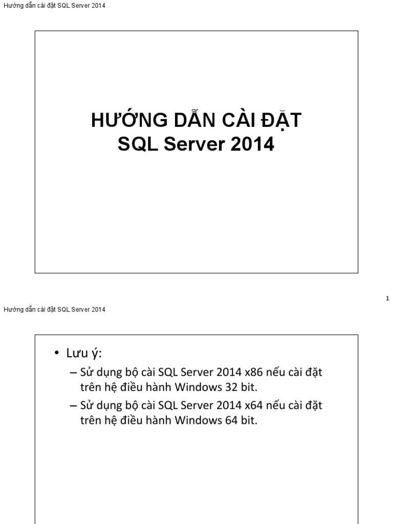 Huong Dan Cai Dat SQL Server 2014 | PDF