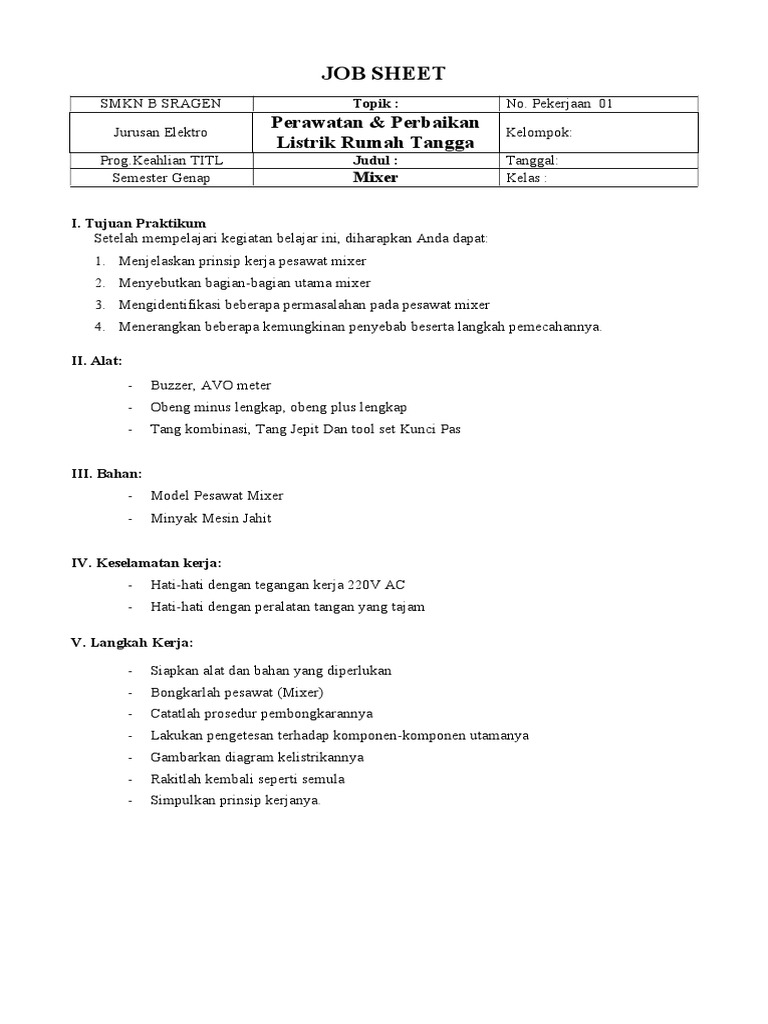 Jobsheet Mixer | PDF