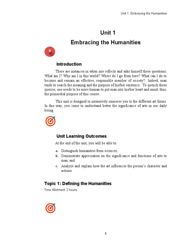 Unit 1: Embracing The Humanities | PDF | Humanities | Experience