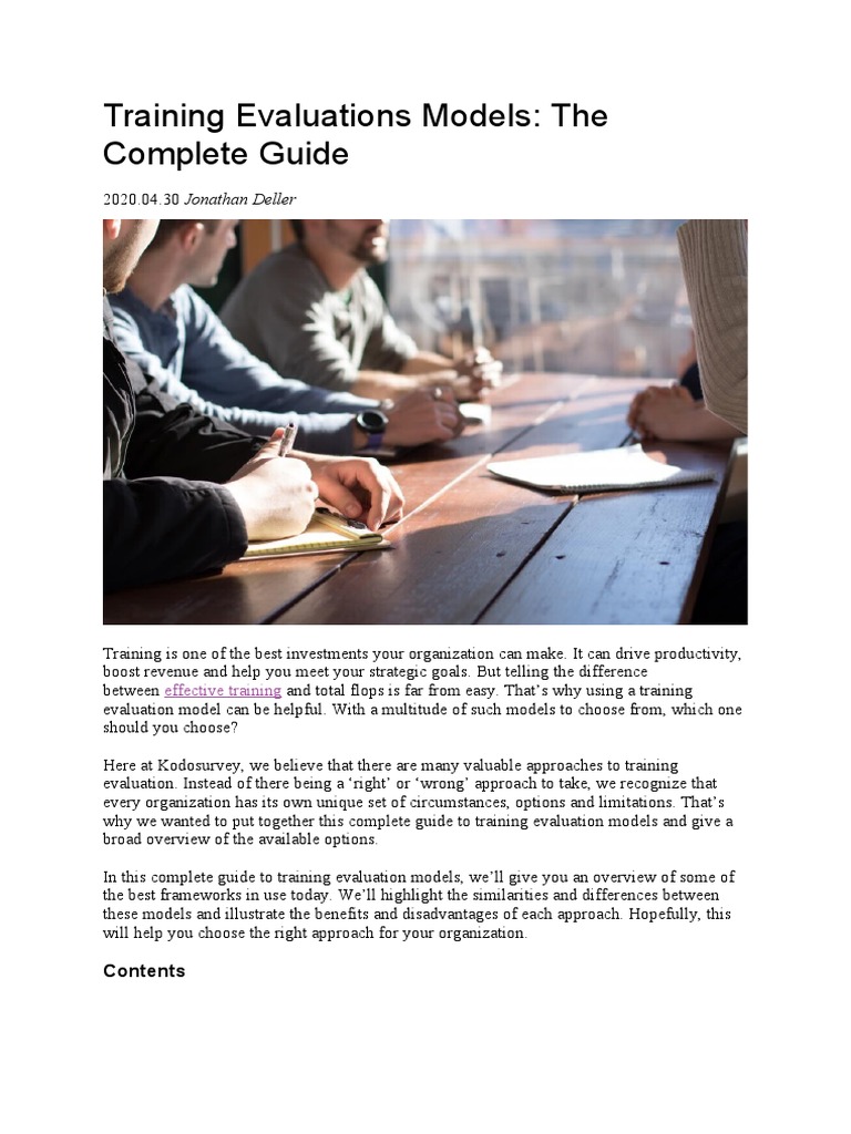 Training Evaluations Models | PDF | Evaluation | Return On Investment