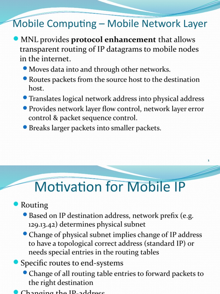 Mobile Computing - Mobile Network Layer | PDF | Routing | Computer Network