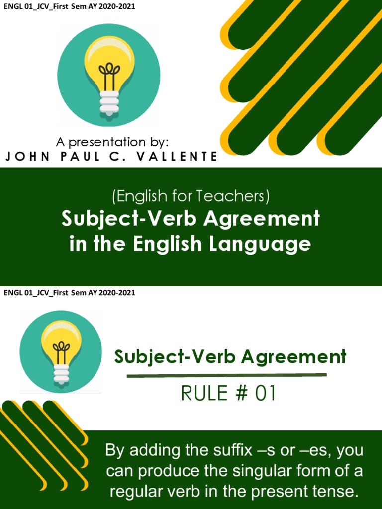 2 - Rules On Subject-Verb Agreement in English | PDF | Verb | Subject ...