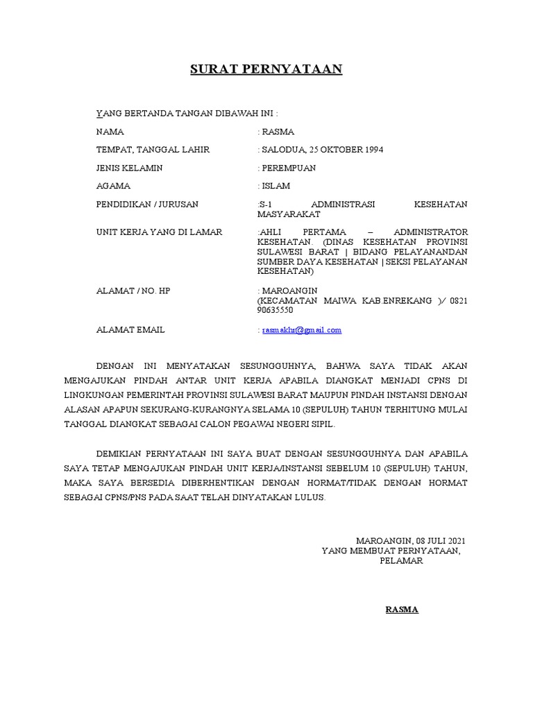 Surat Pernyataan | PDF
