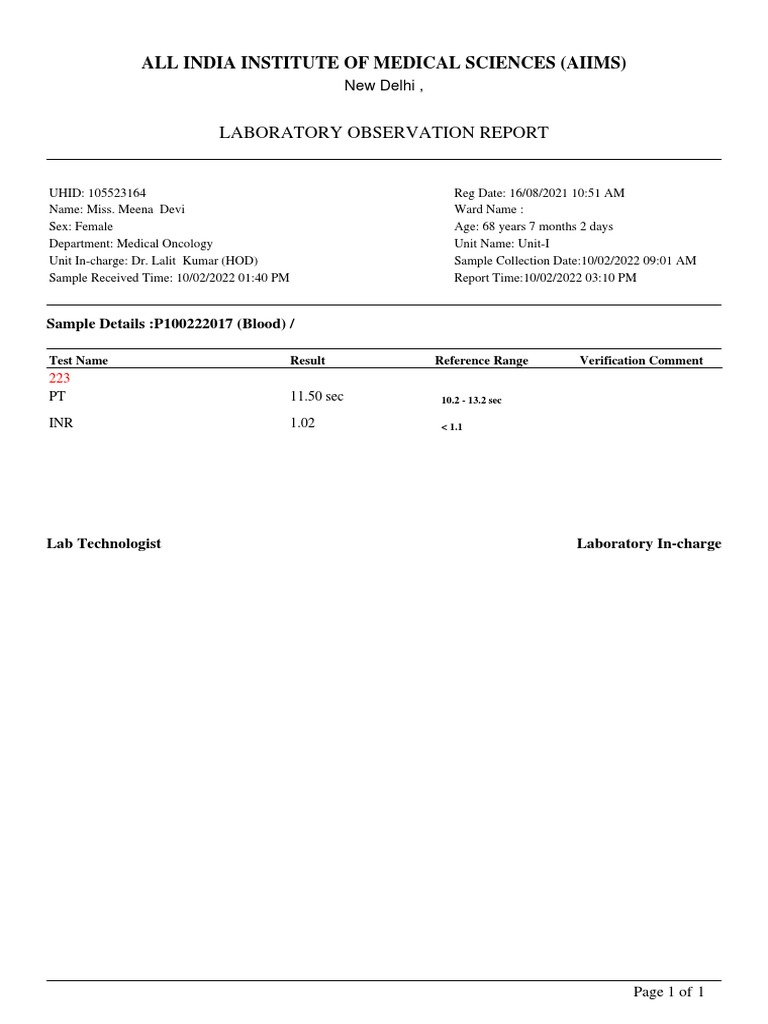 AIIMS Blood Report2 10022022 | PDF