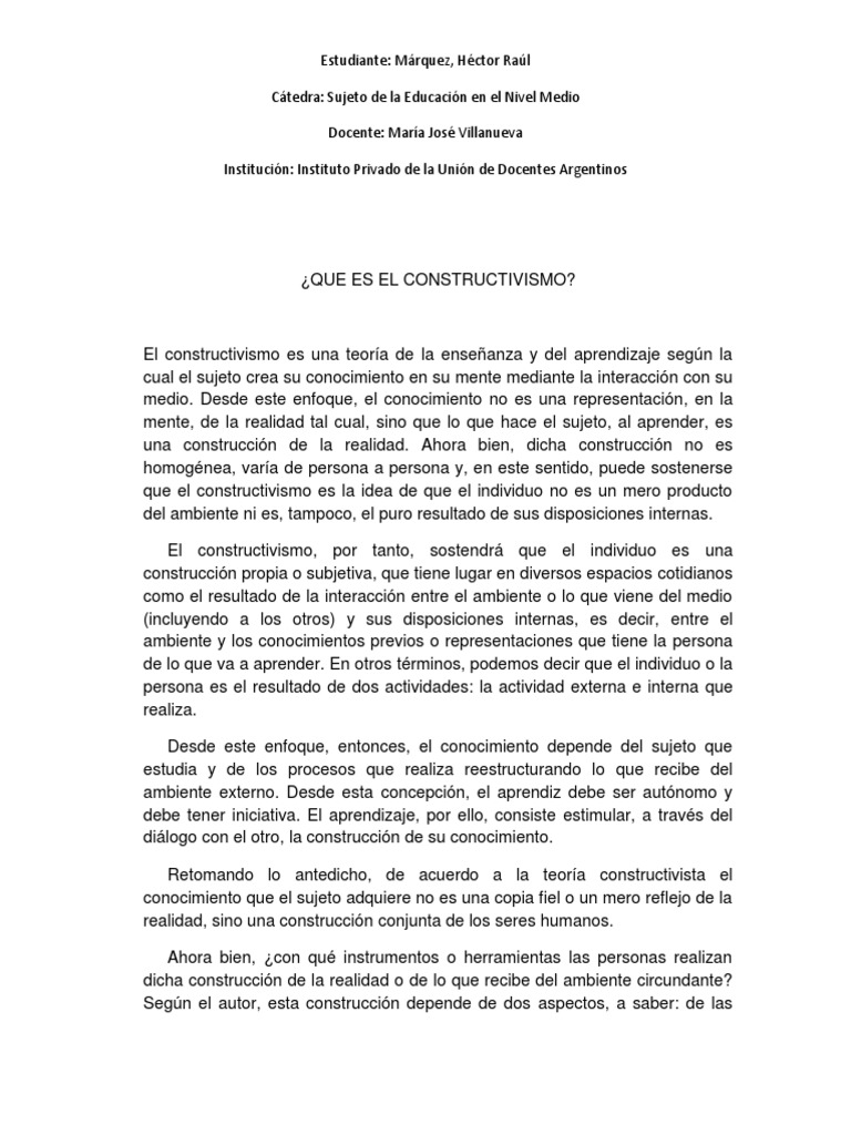 Tarea 3 Sobre Constructivismo de Mario Carretero | PDF ...
