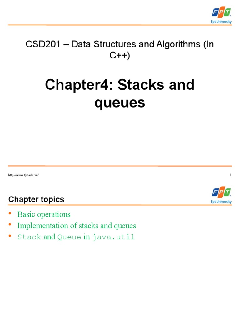 Chapter4 Stacks And Queues Csd201 Data Structures And Algorithms In C Pdf Queue
