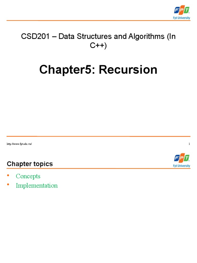 Chapter5: Recursion: CSD201 - Data Structures and Algorithms (In C++ ...