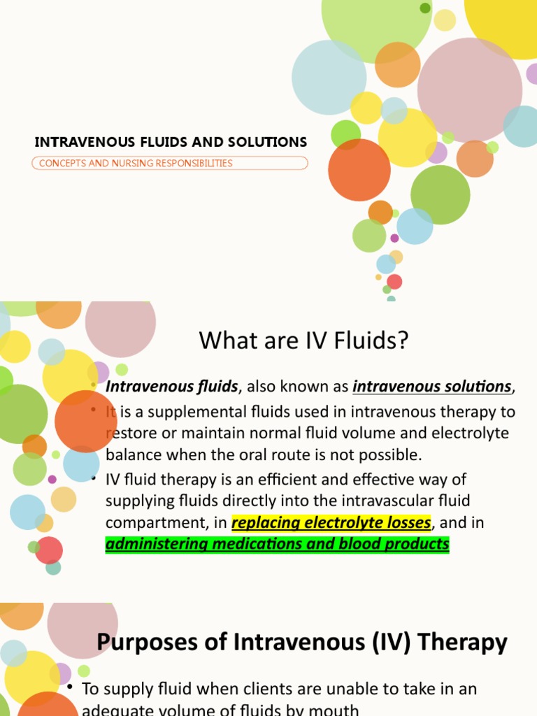 Iv Fluids and Solutions With Nursing Responsibilities | PDF ...