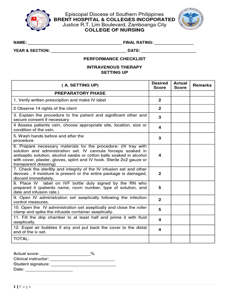 Final Ivf Checklist | PDF | Intravenous Therapy | Clinical Medicine
