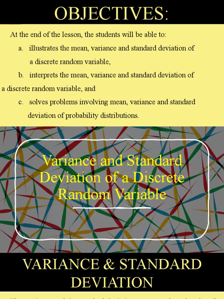 05 Variance Standard Deviation Of A Discrete Random Variable Pdf