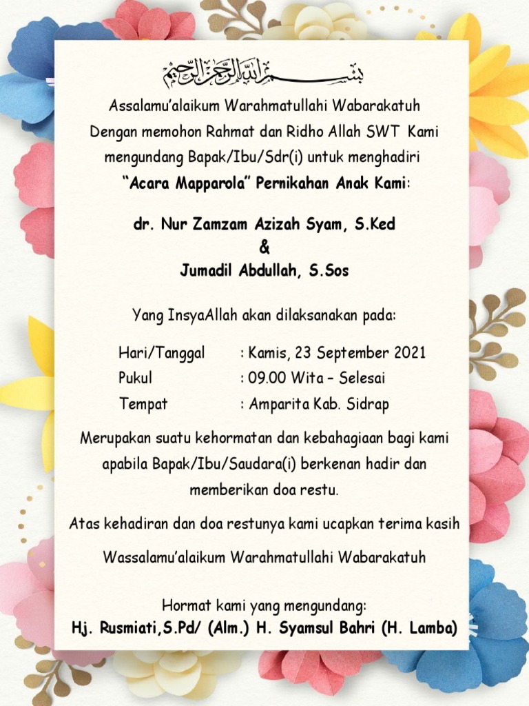 Undangan Mapparola | PDF